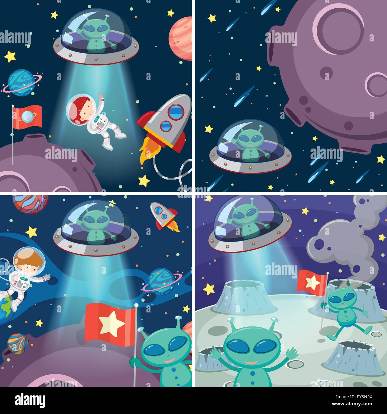 A set of alien in space illustration Stock Vector Image & Art - Alamy