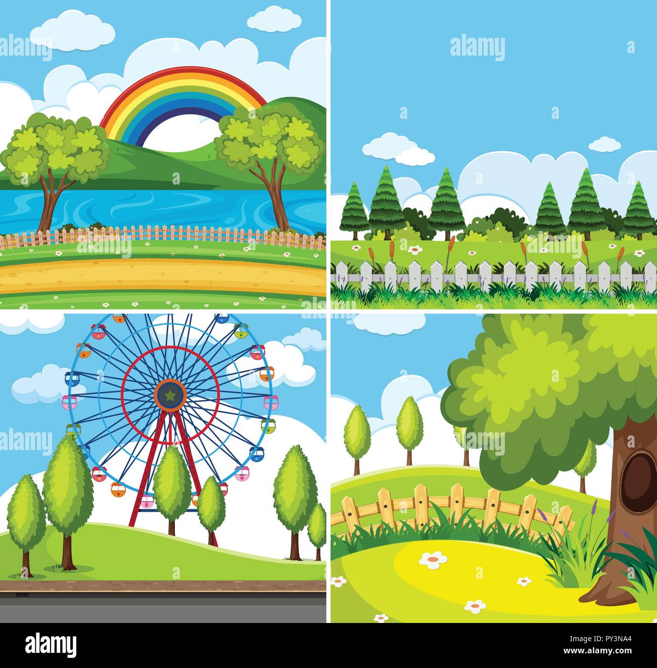 A set of beautiful landscape illustration Stock Vector Image & Art - Alamy