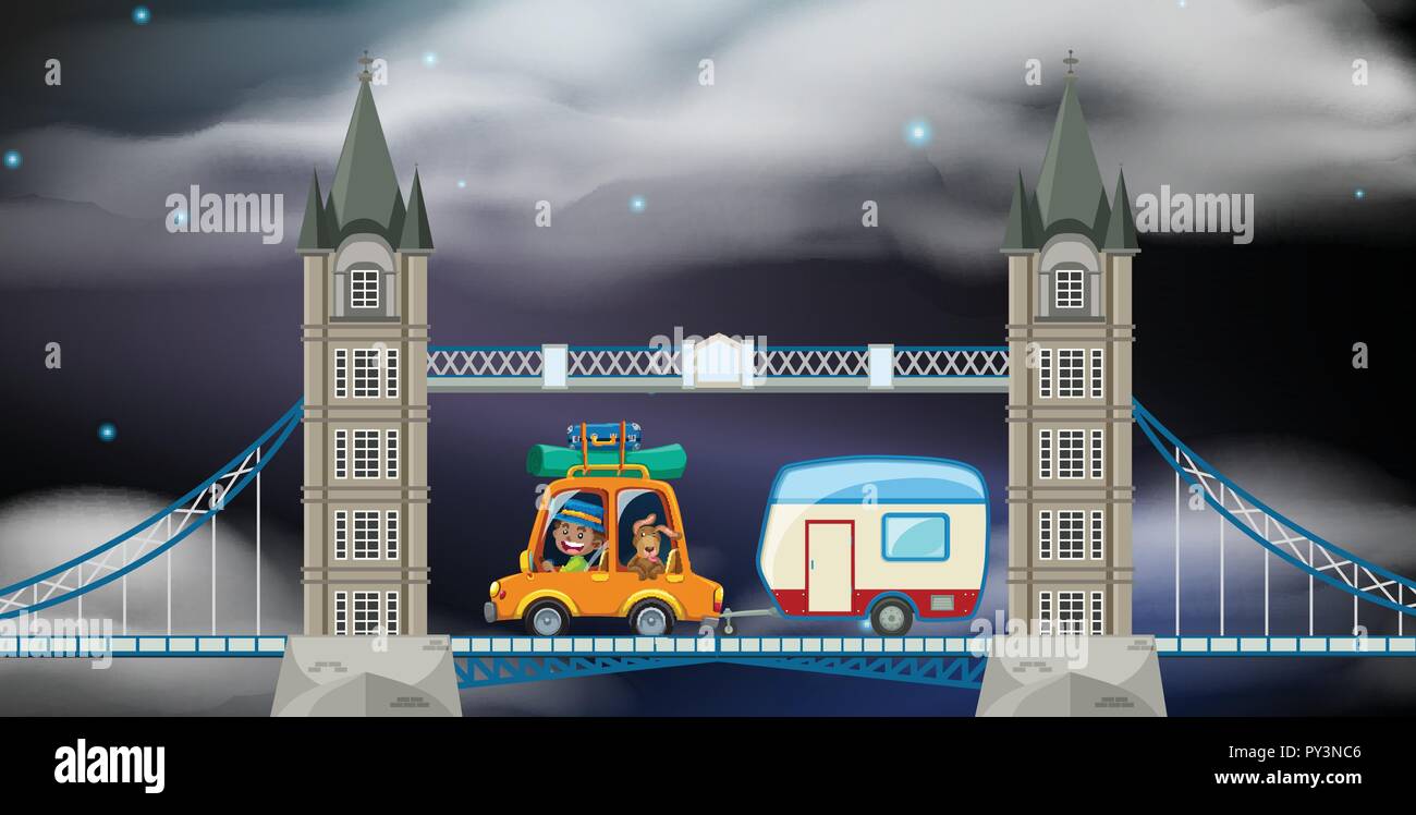 Night road city bridge Stock Vector Images - Alamy