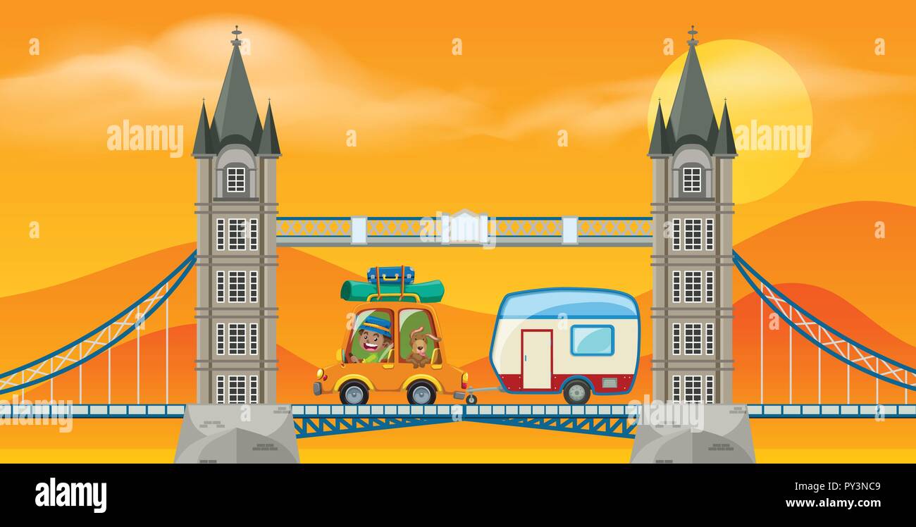 A Man Travel to London Bridge illustration Stock Vector Image & Art - Alamy