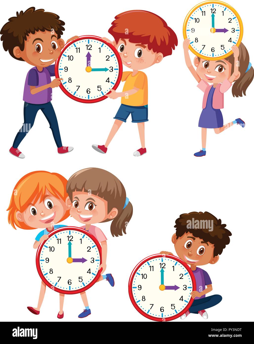 Children and time on white background illustration Stock Vector Image ...