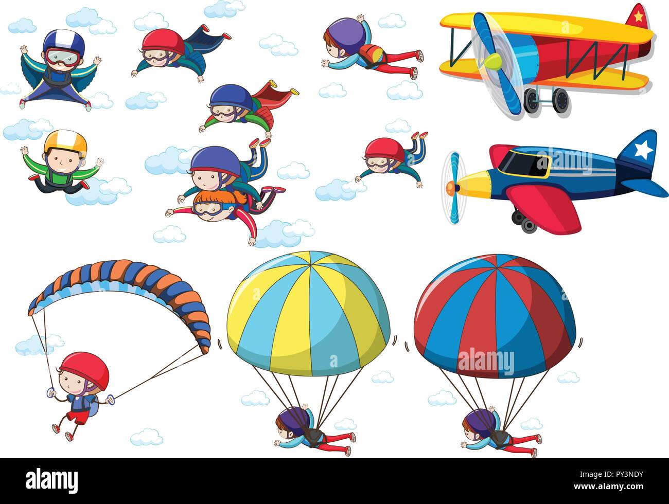 A set of activities in the sky illustration Stock Vector Image & Art ...