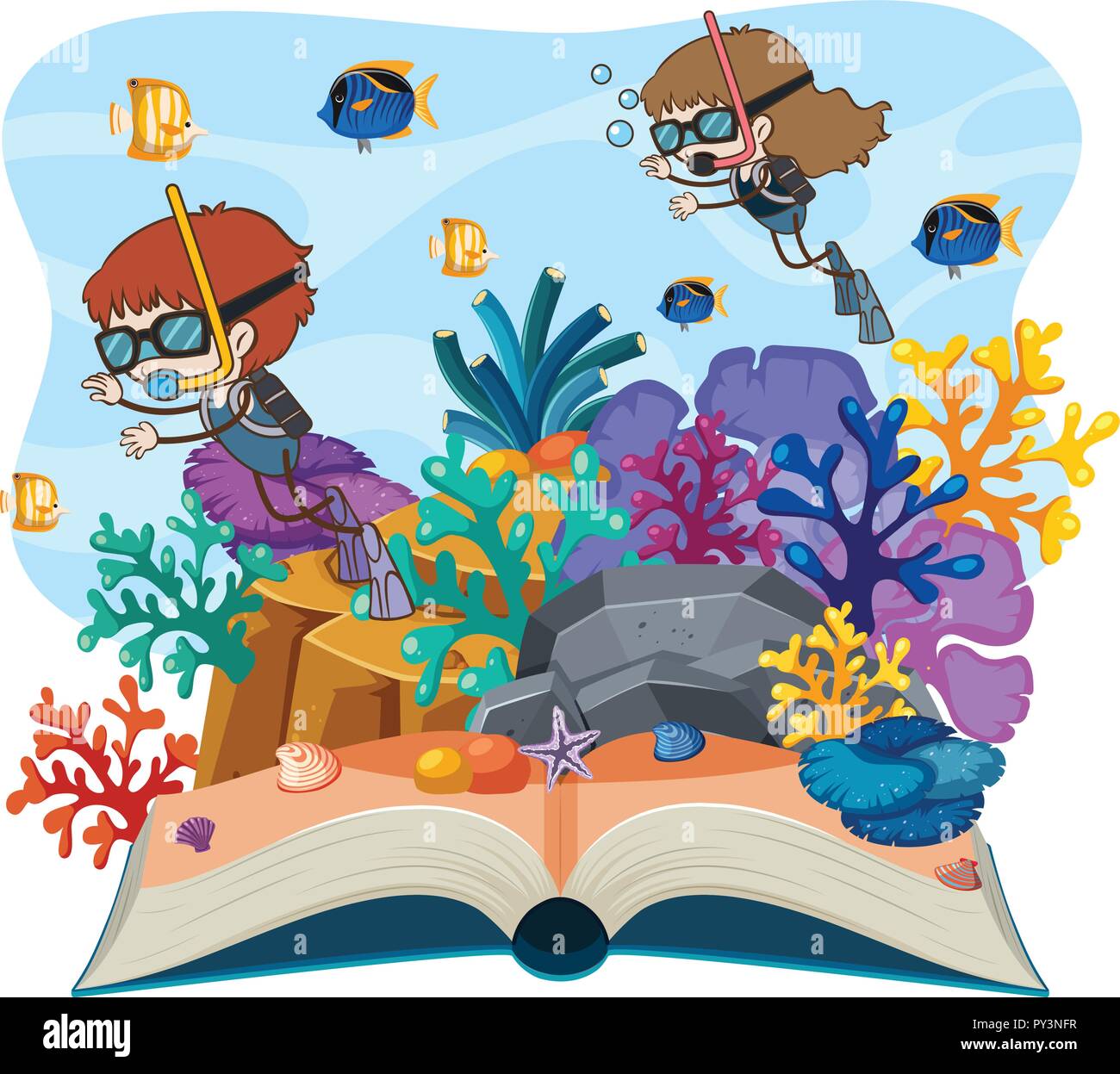A diving open book illustration Stock Vector Image & Art - Alamy