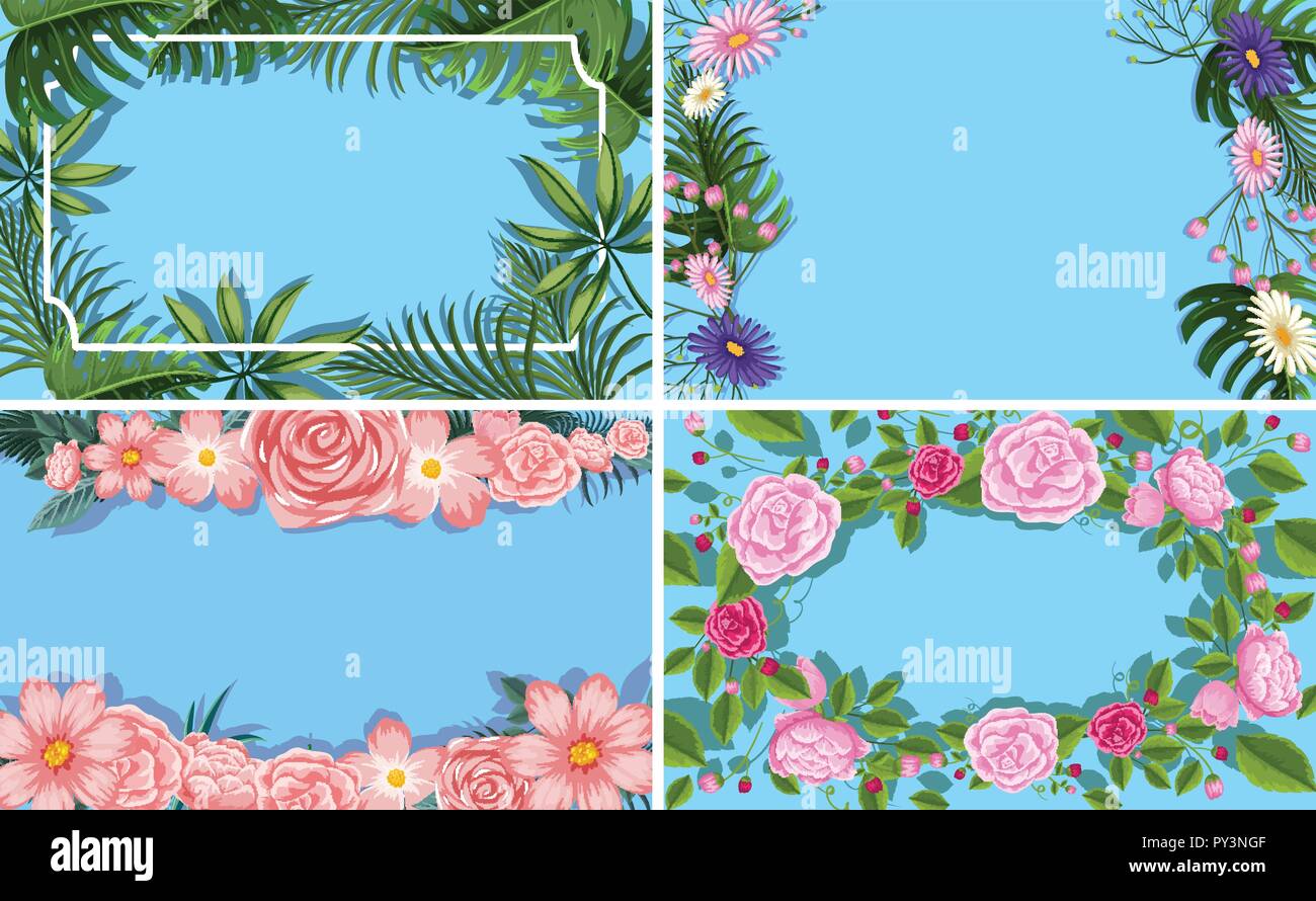 A Set of Flower Leaf Border illustration Stock Vector Image & Art - Alamy