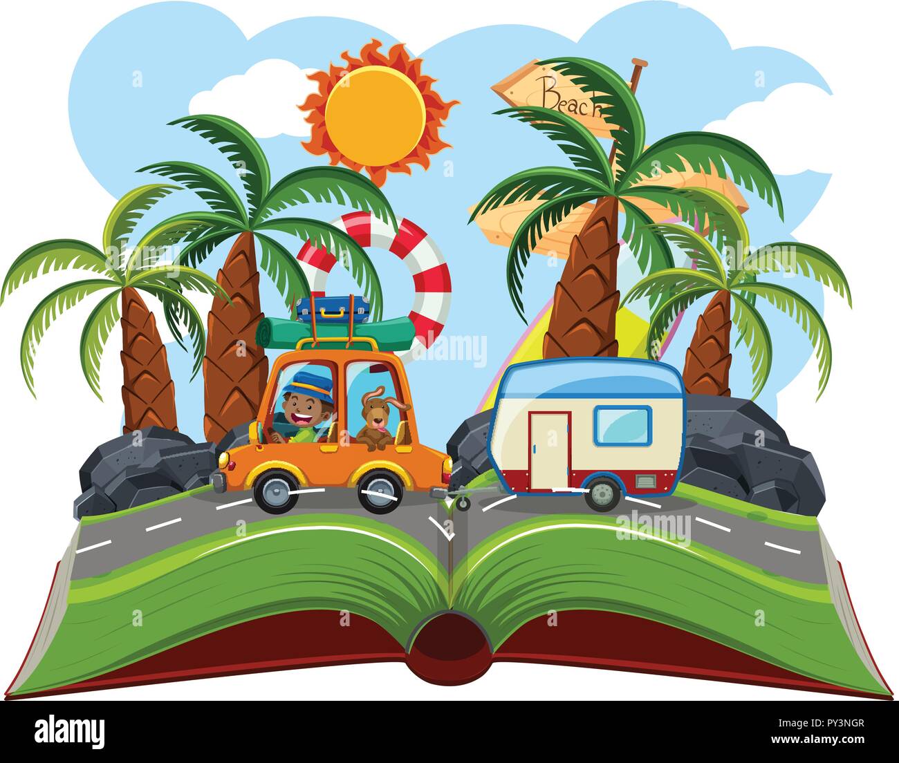 Road trip on pop up book illustration Stock Vector Image & Art - Alamy
