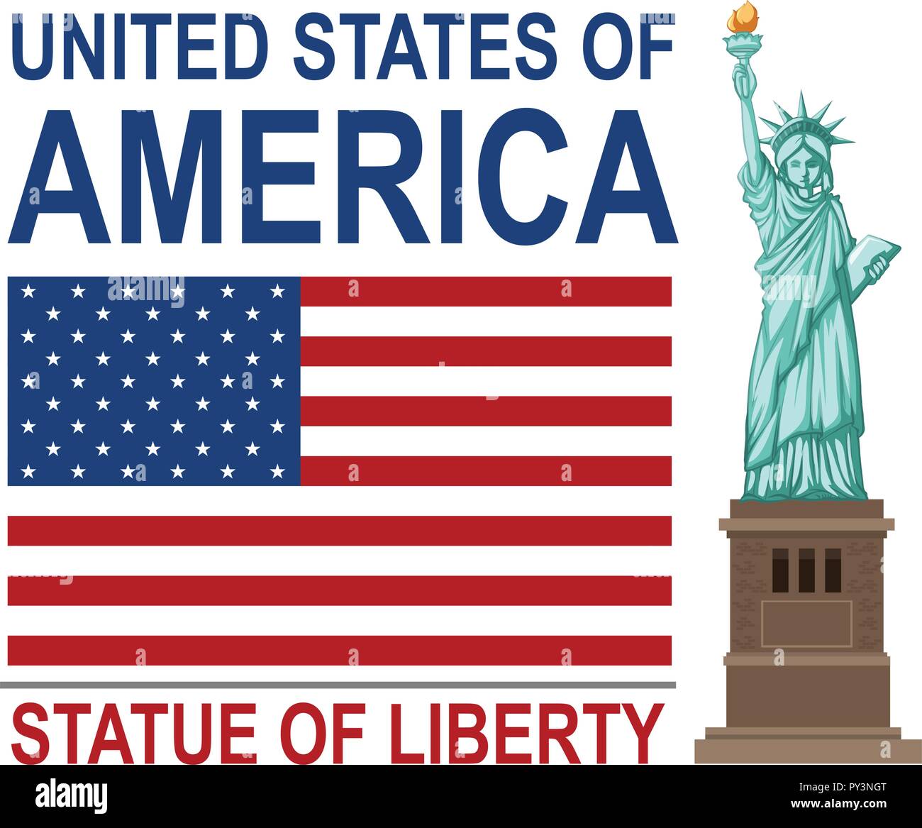 United states of america with the statue of liberty illustration Stock ...