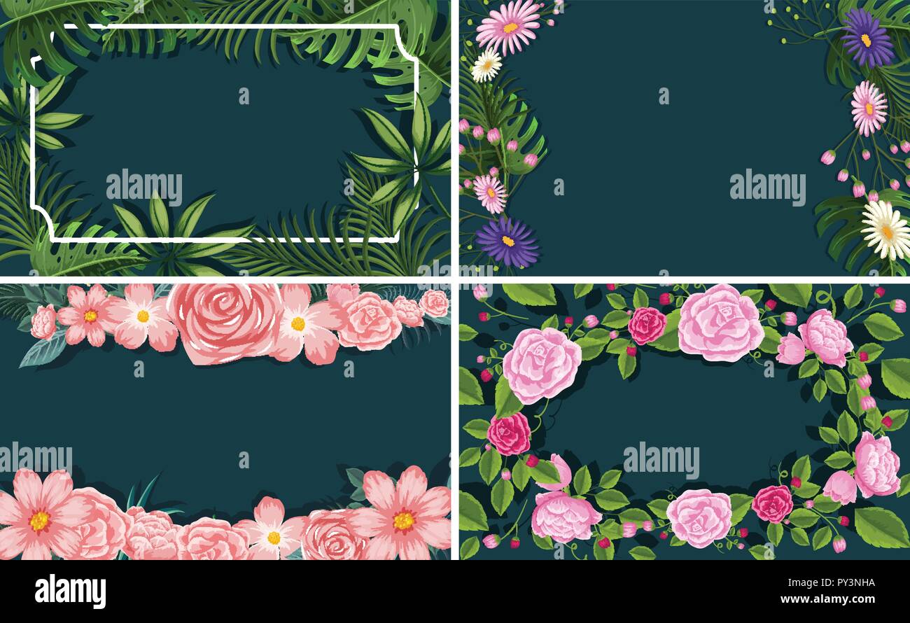 A Set of Flower Leaf Border illustration Stock Vector Image & Art - Alamy
