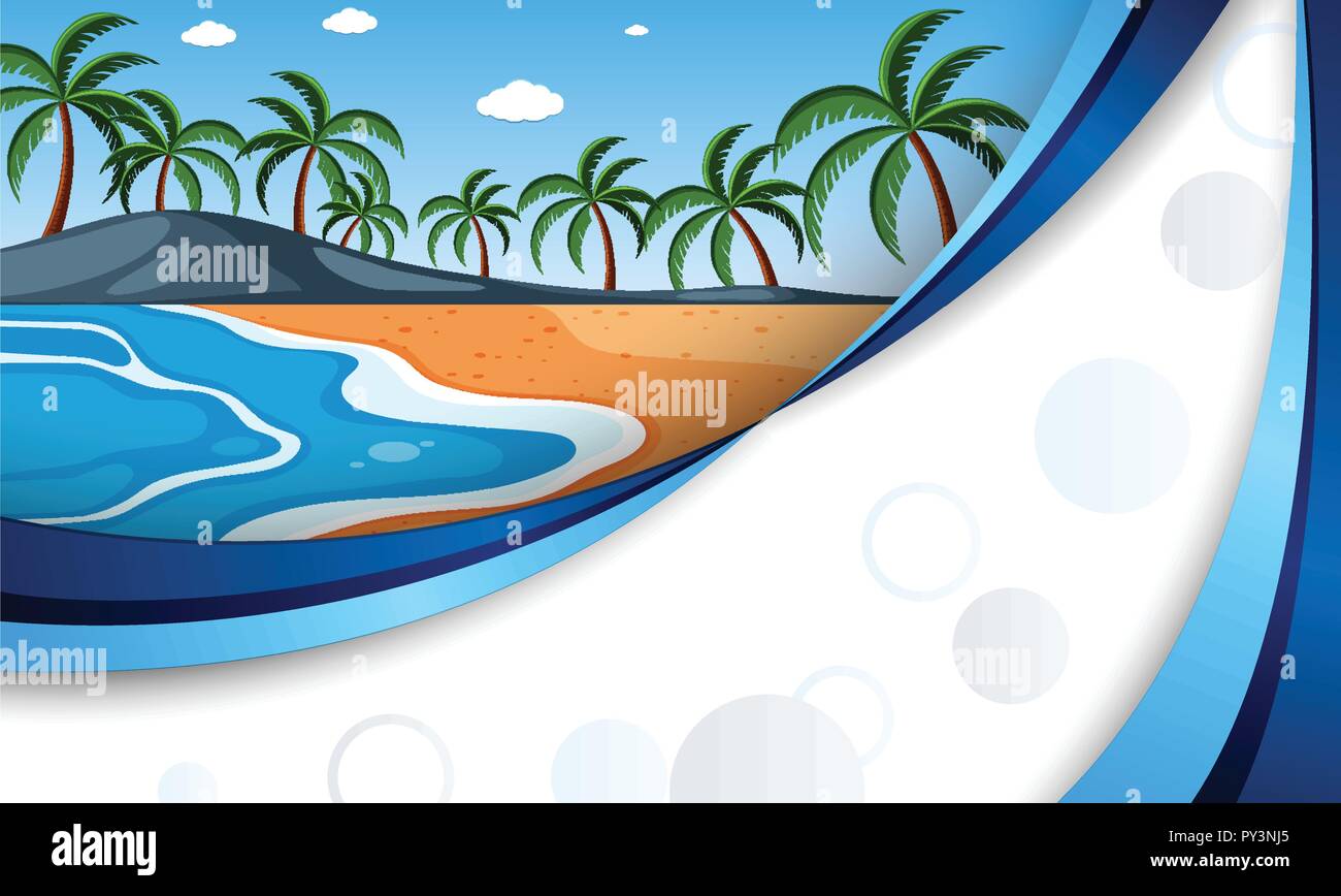 A blue template with beautiful beach illustration Stock Vector Image ...