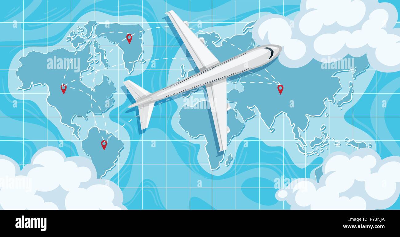 A Airplane above map illustration Stock Vector Image & Art - Alamy