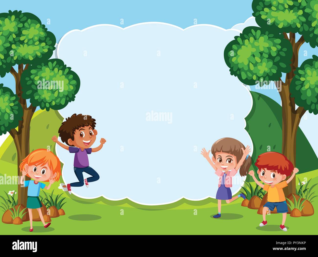 Kids in nature template illustration Stock Vector Image & Art - Alamy