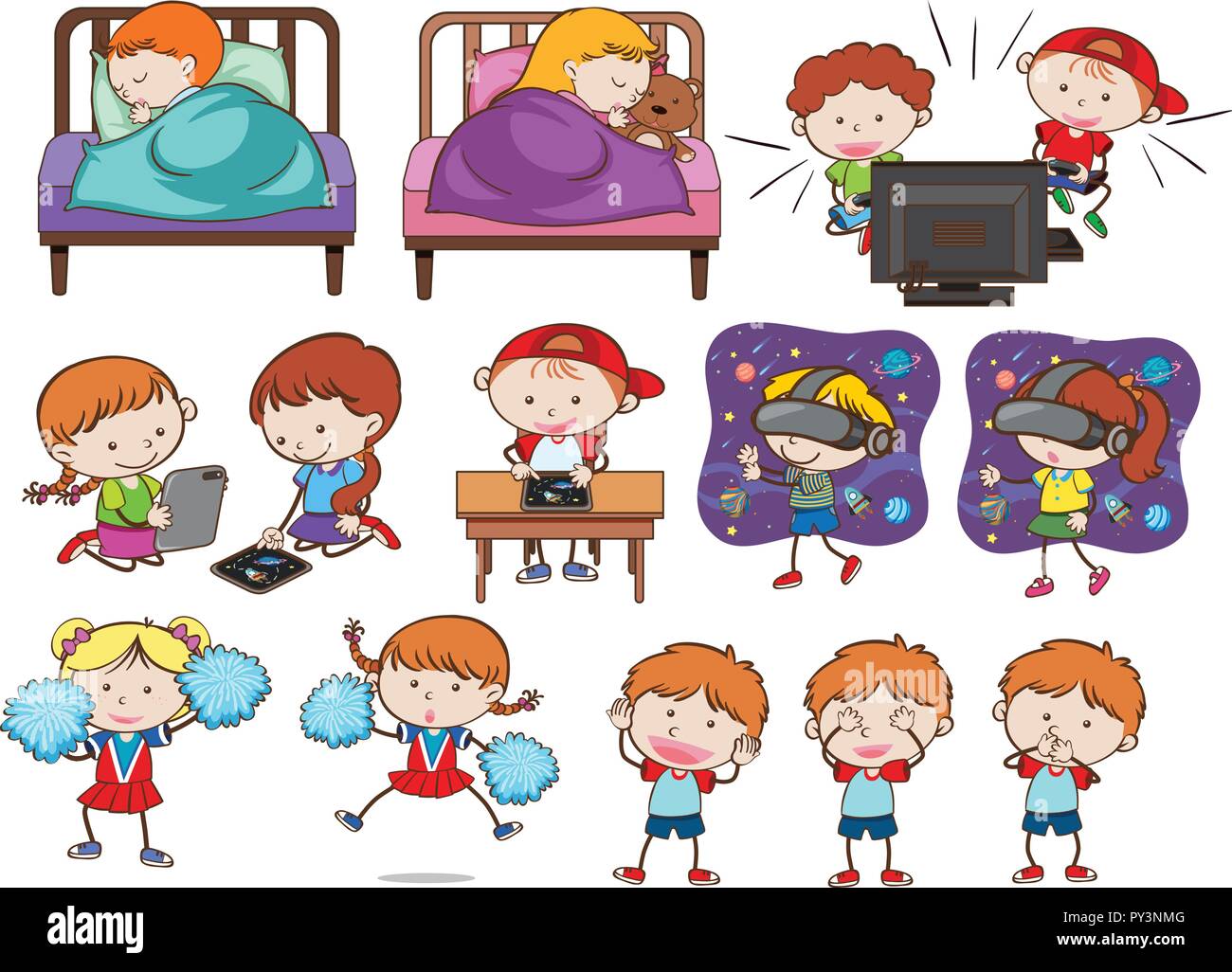 A set of doodle kids and activities illustration Stock Vector Image ...