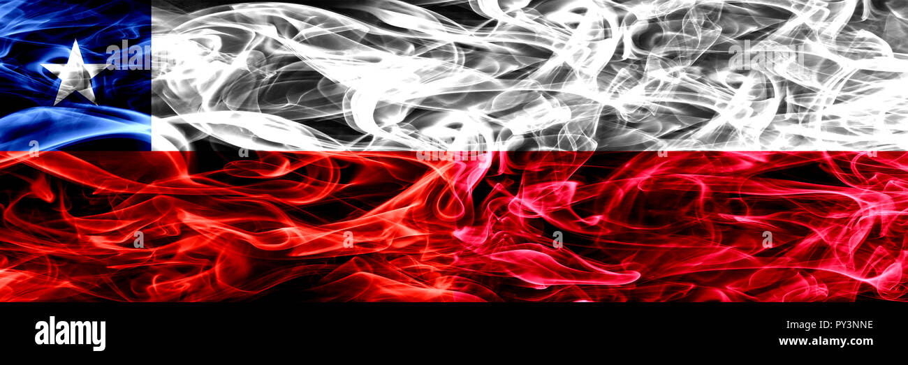 Chile, Chilean vs Poland, Polish smoke flags placed side by side ...