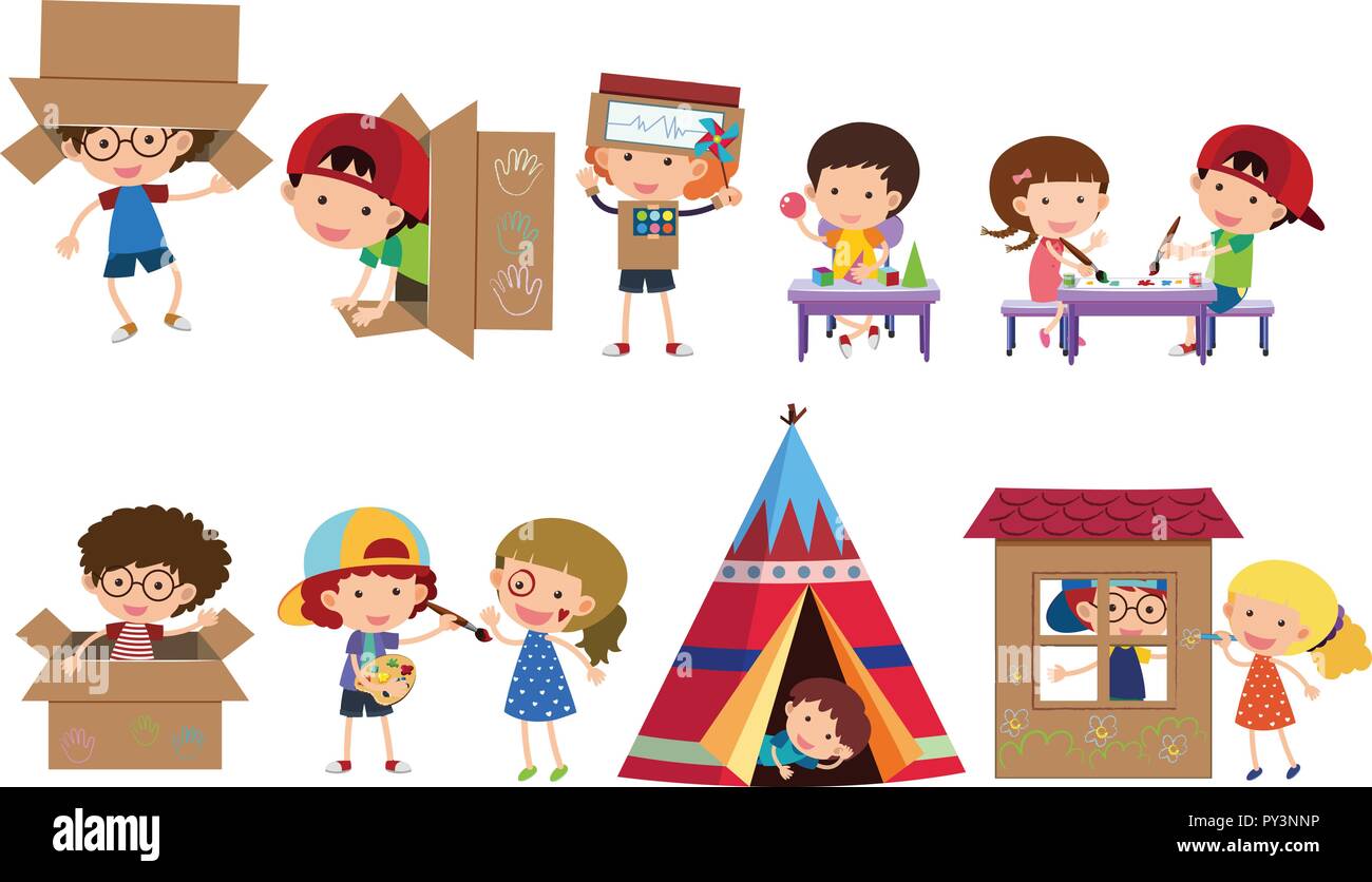 Set of children playing illustration Stock Vector Image & Art - Alamy
