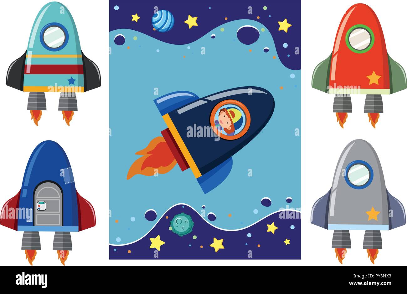 A set of space rocket illustration Stock Vector Image & Art - Alamy