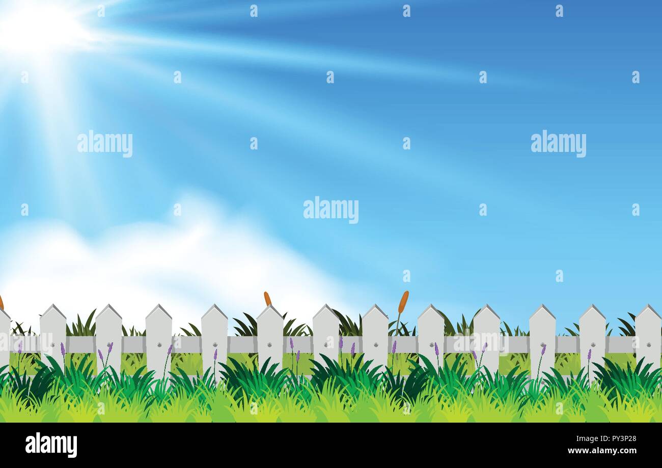 outdoor scene with fence illustration Stock Vector Image & Art - Alamy