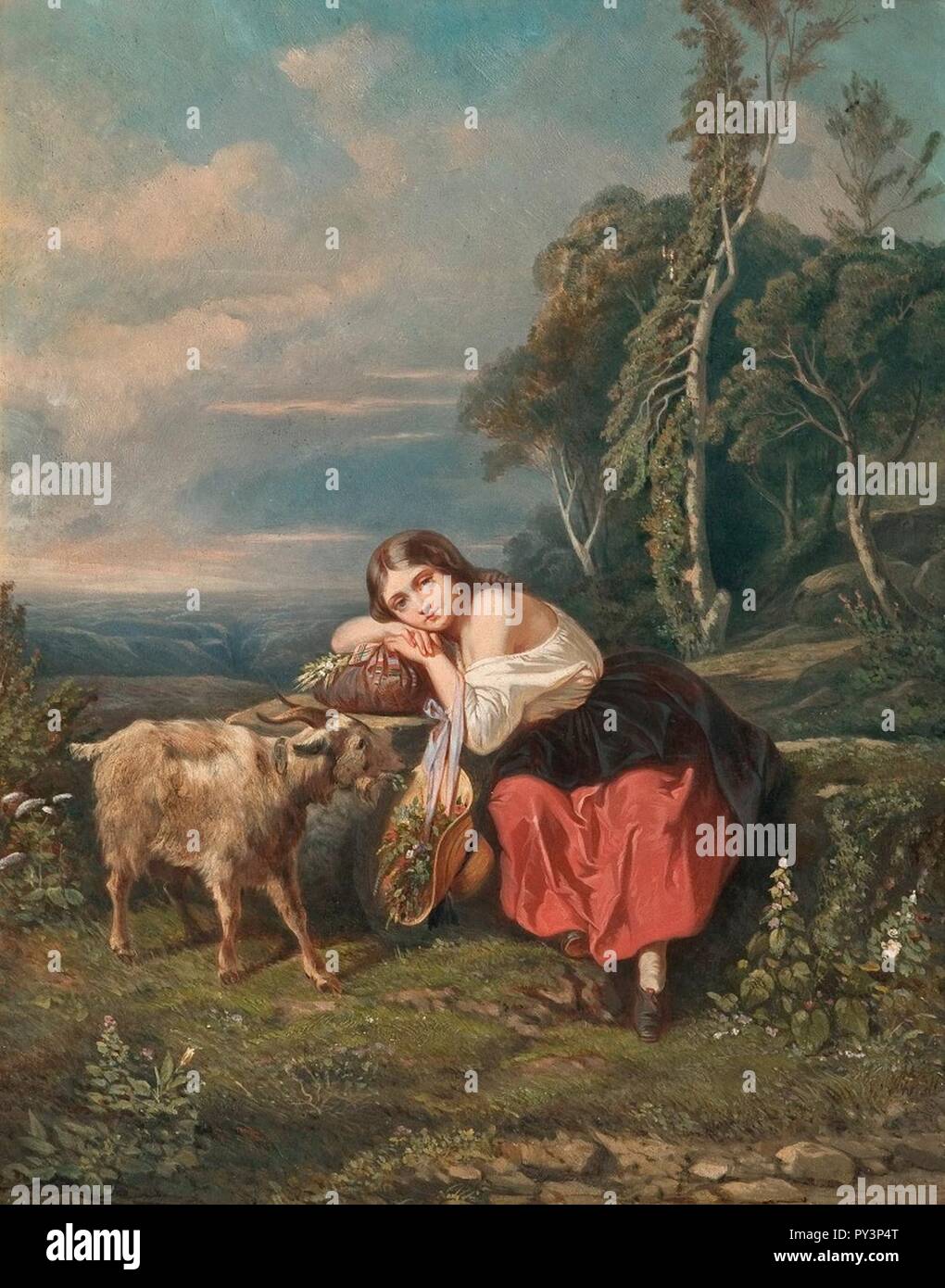 Camille Joseph Etienne ROQUEPLAN France 1800-1855 THE SHEPHERD GIRL ...