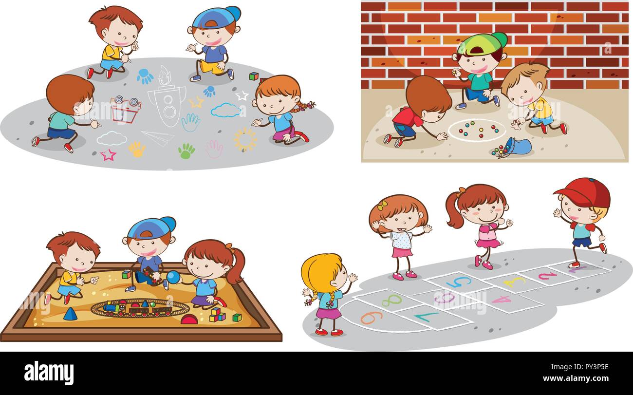 Set of children playing illustration Stock Vector Image & Art - Alamy