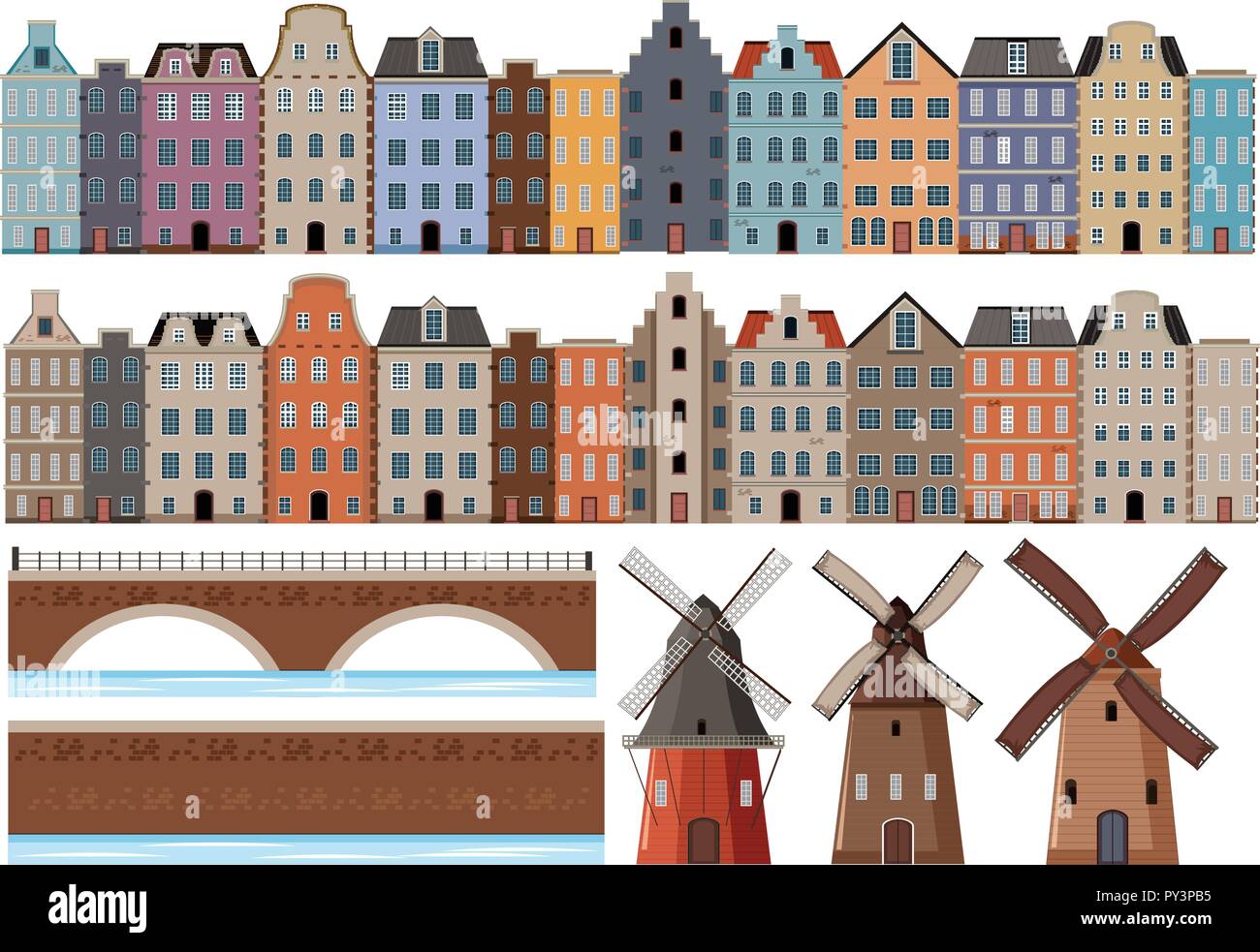 A Set of Dutch Building illustration Stock Vector Image & Art - Alamy