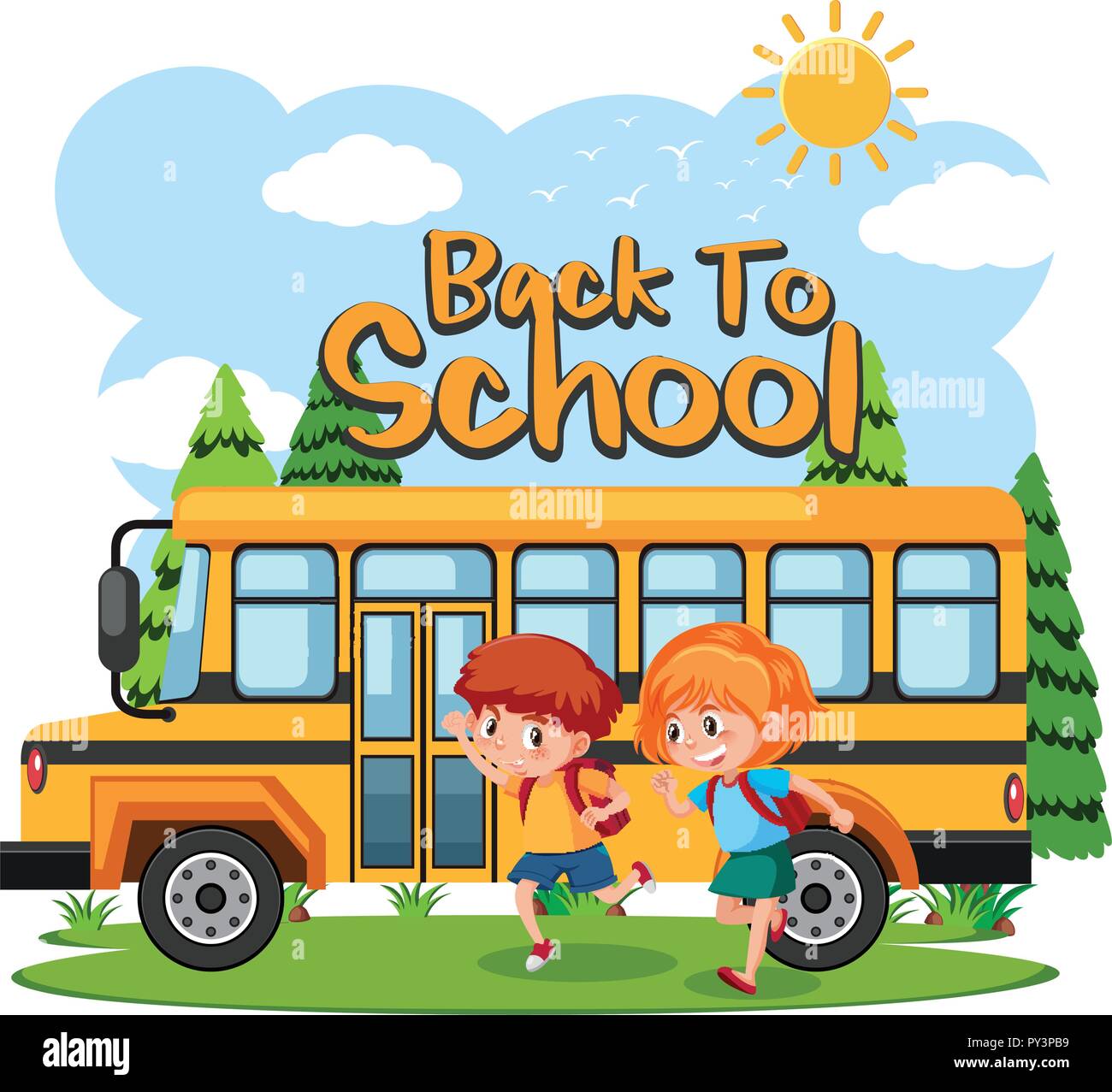 Kids going back school Stock Vector Images - Alamy