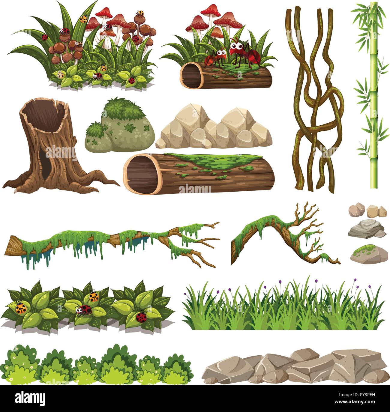 Nature elements illustration Stock Vector Images - Alamy