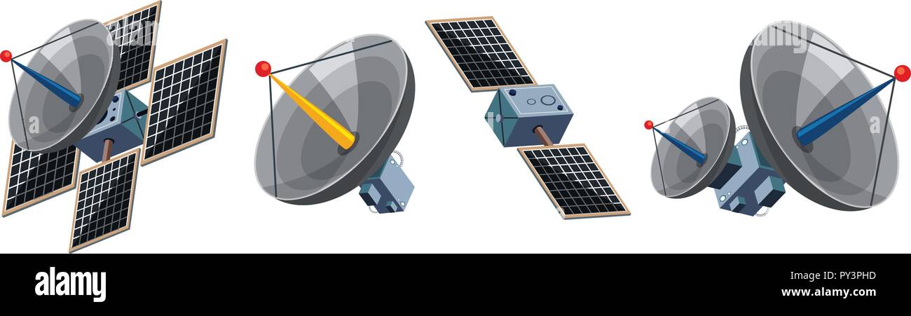 A Set of Satellites on White Background illustration Stock Vector Image ...
