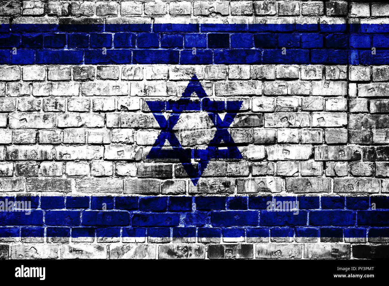 National flag of Israel on a brick background. Concept image for Israel ...