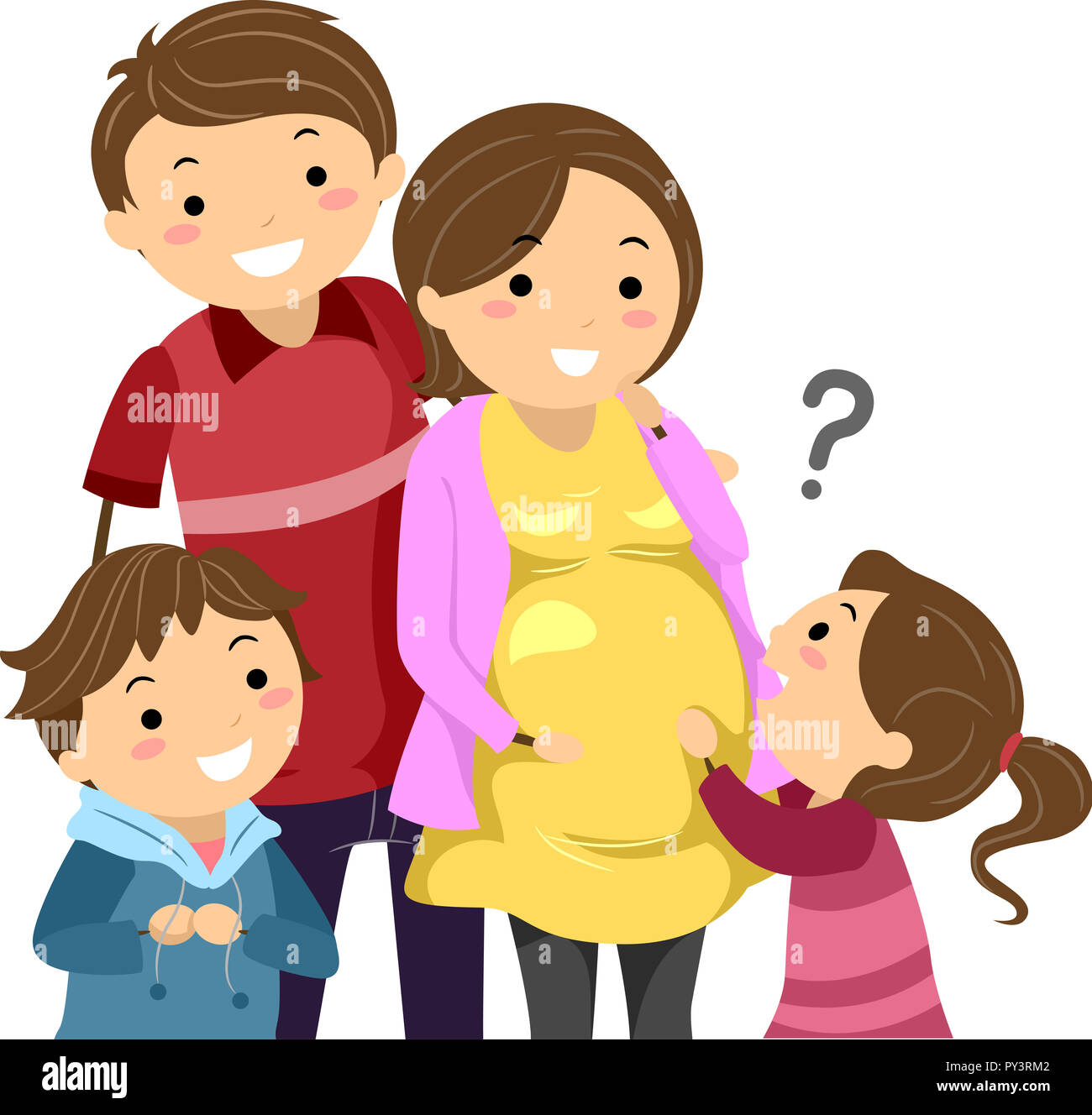 Illustration of Stickman Kids Asking Pregnant Mother About the Baby ...