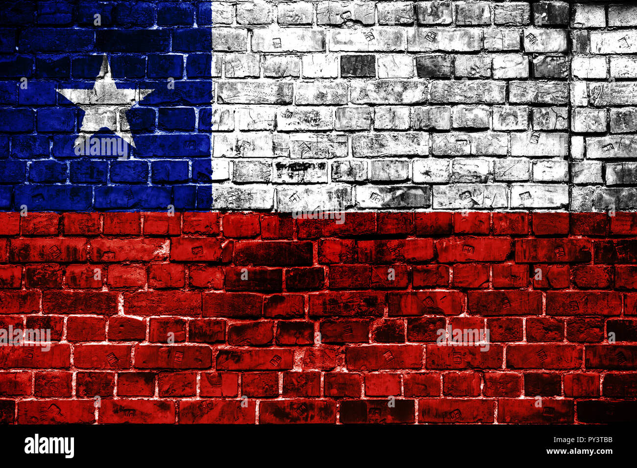 National flag of Chile on a brick background. Concept image for Chile ...