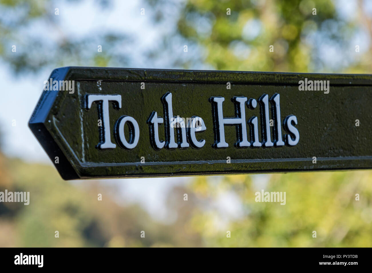 A sign directing walkers to the hills, England, UK Stock Photo - Alamy