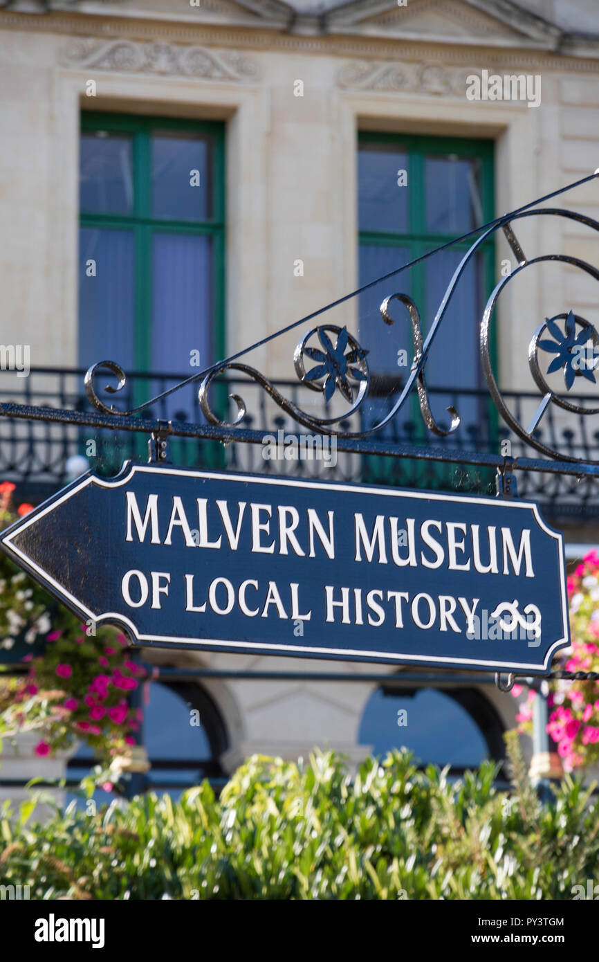 A sign to the Malvern Museum, Malvern, Worcestershire, England, UK ...