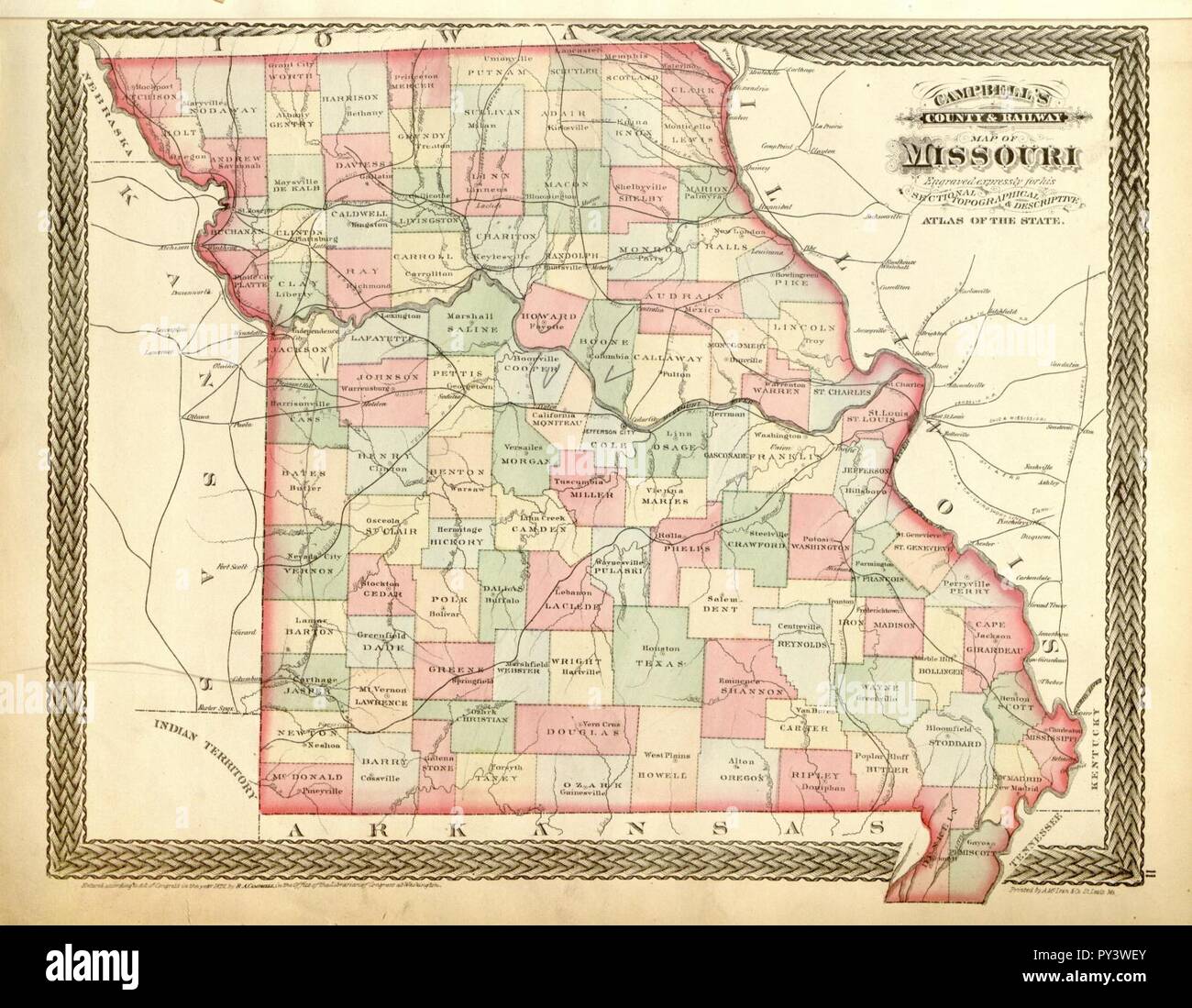 Campbell's new atlas of Missouri Stock Photo - Alamy