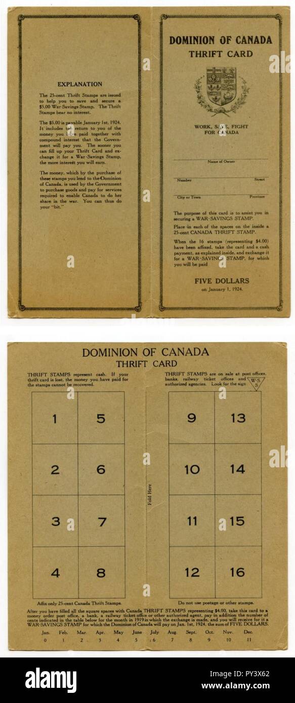 Canada thrift card 1924 Stock Photo - Alamy