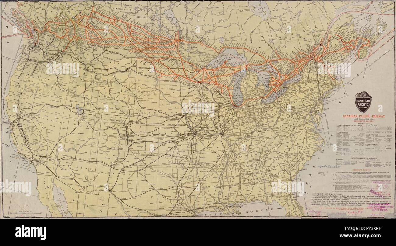 Canadian Pacific Railway and connecting lines Stock Photo - Alamy