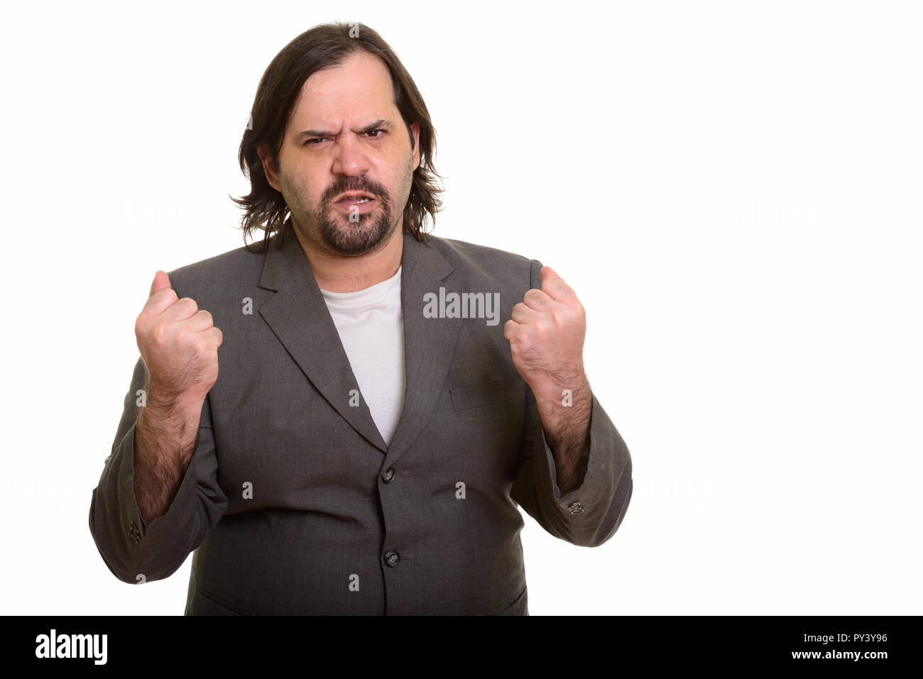 Man Angry Arms Raised High Resolution Stock Photography and Images - Alamy