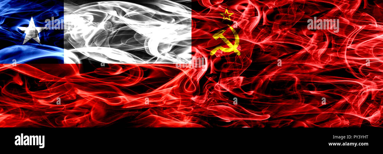 Chile, Chilean vs USSR, Communist smoke flags placed side by side ...