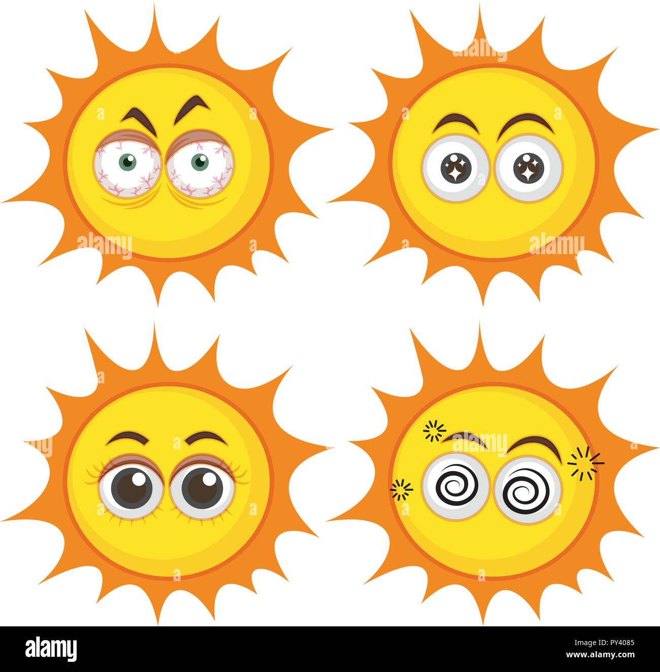 Set of suns with different expressions illustration Stock Vector Image ...