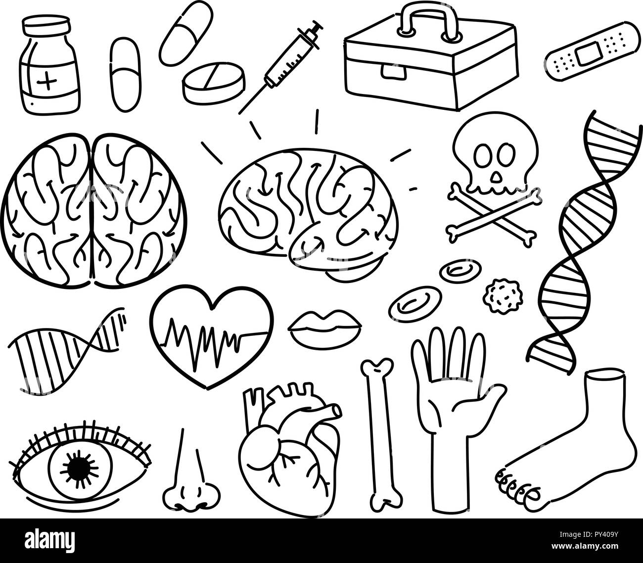 A Set of Doodle Medical Symbol illustration Stock Vector Image & Art ...