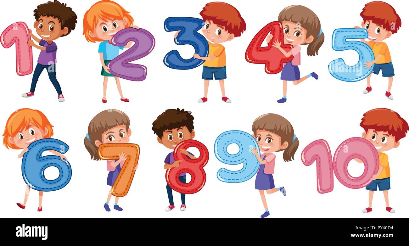 A set of children and number illustration Stock Vector Image & Art - Alamy