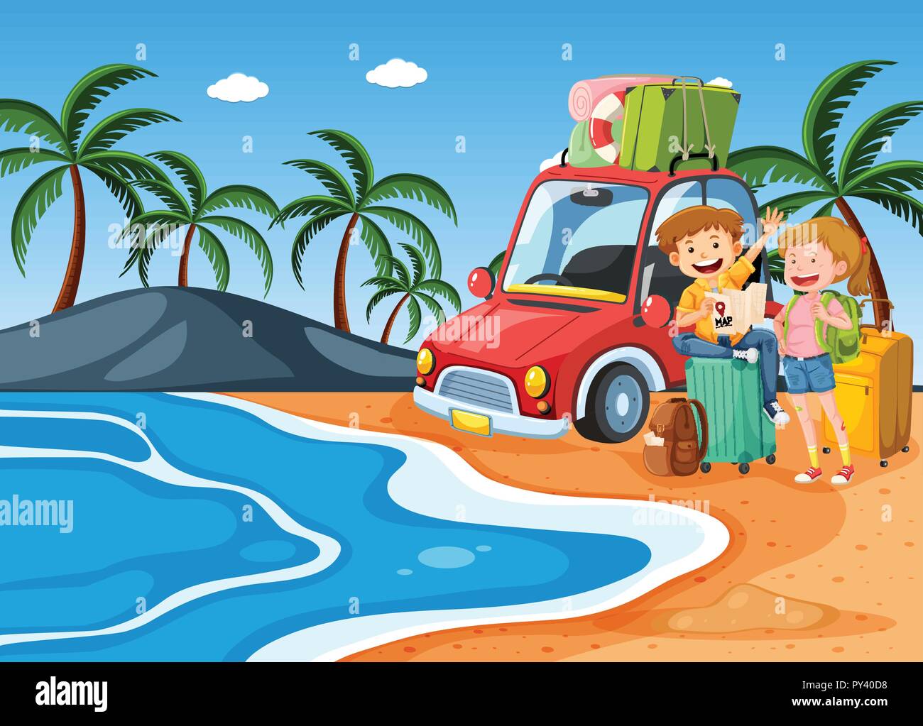 Couple young beach Stock Vector Images - Alamy