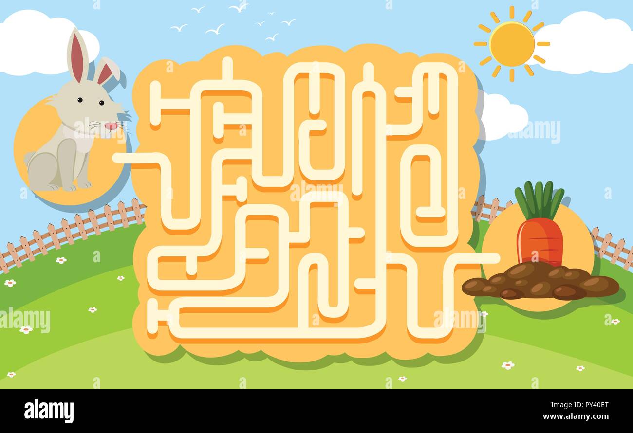 A rabbit puzzle maze game illustration Stock Vector Image & Art - Alamy
