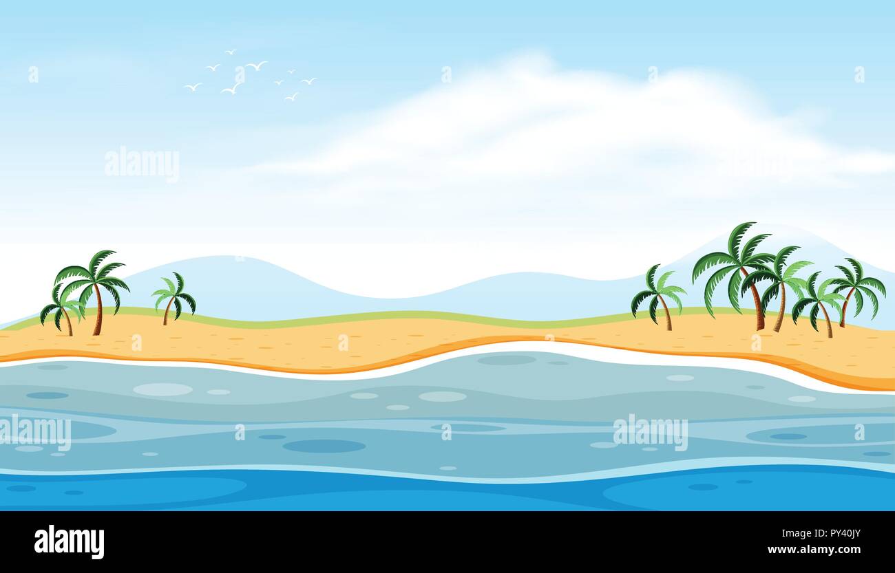 A beautiful beach landscape illustration Stock Vector Image & Art - Alamy