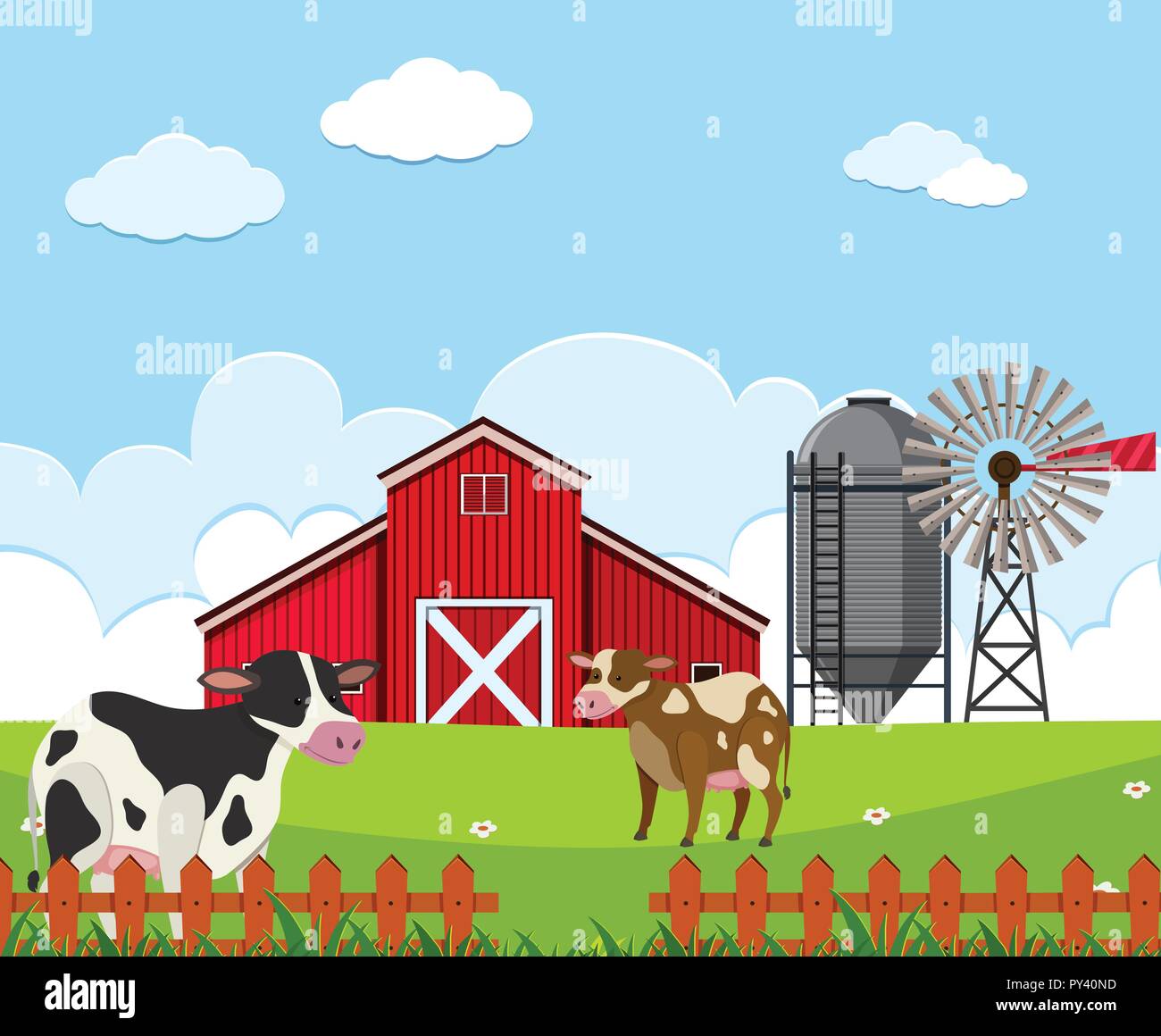 A beautiful farm landscape illustration Stock Vector Image & Art - Alamy