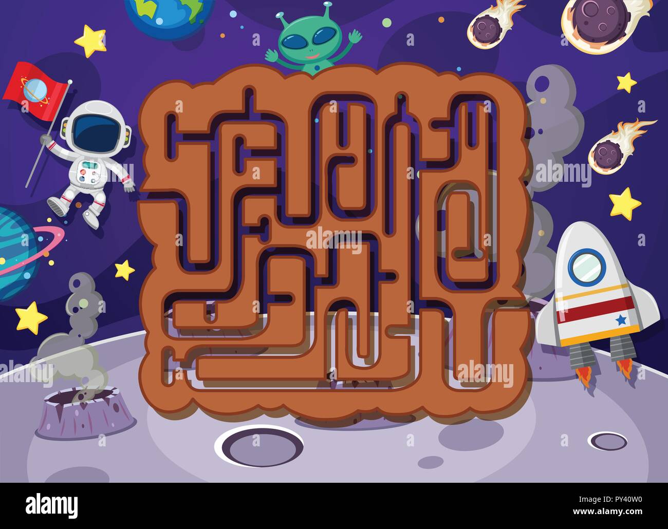 Maze puzzle in space illustration Stock Vector Image & Art - Alamy