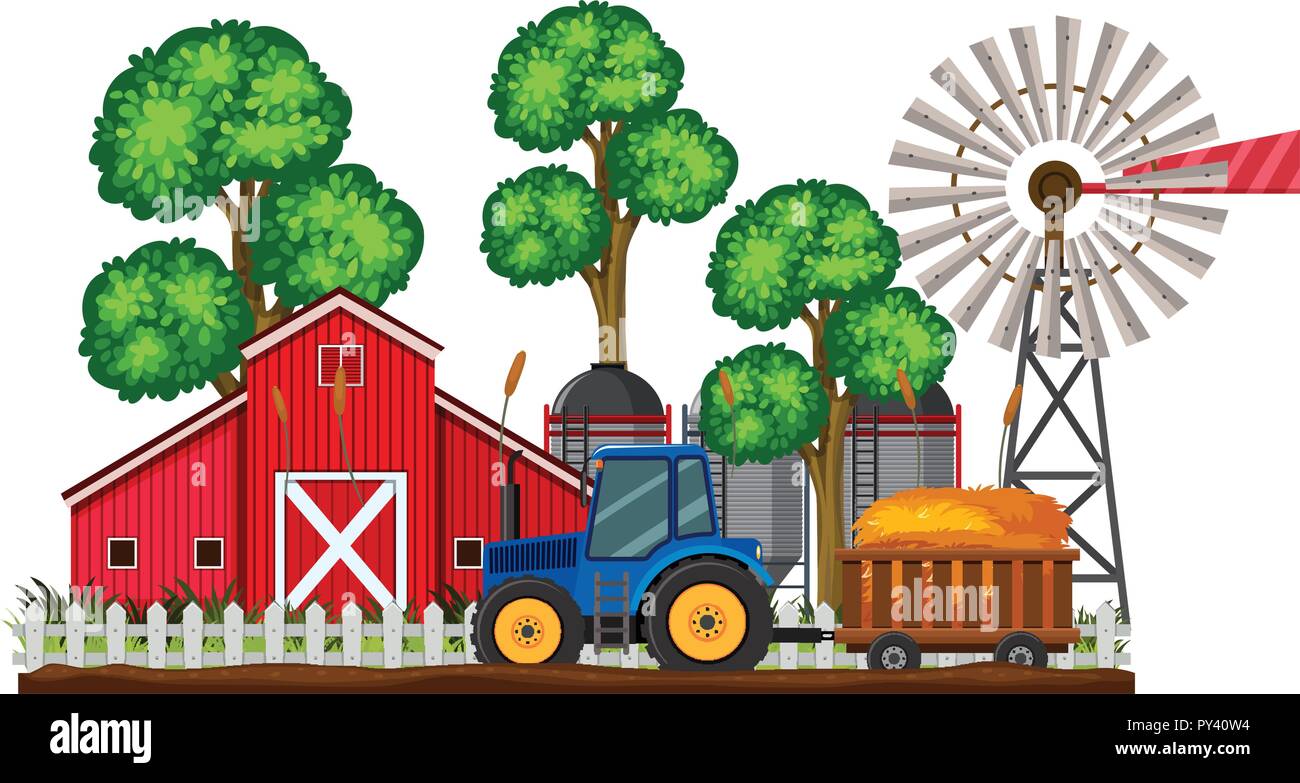 A Farming Scene and Tractor illustration Stock Vector Image & Art - Alamy