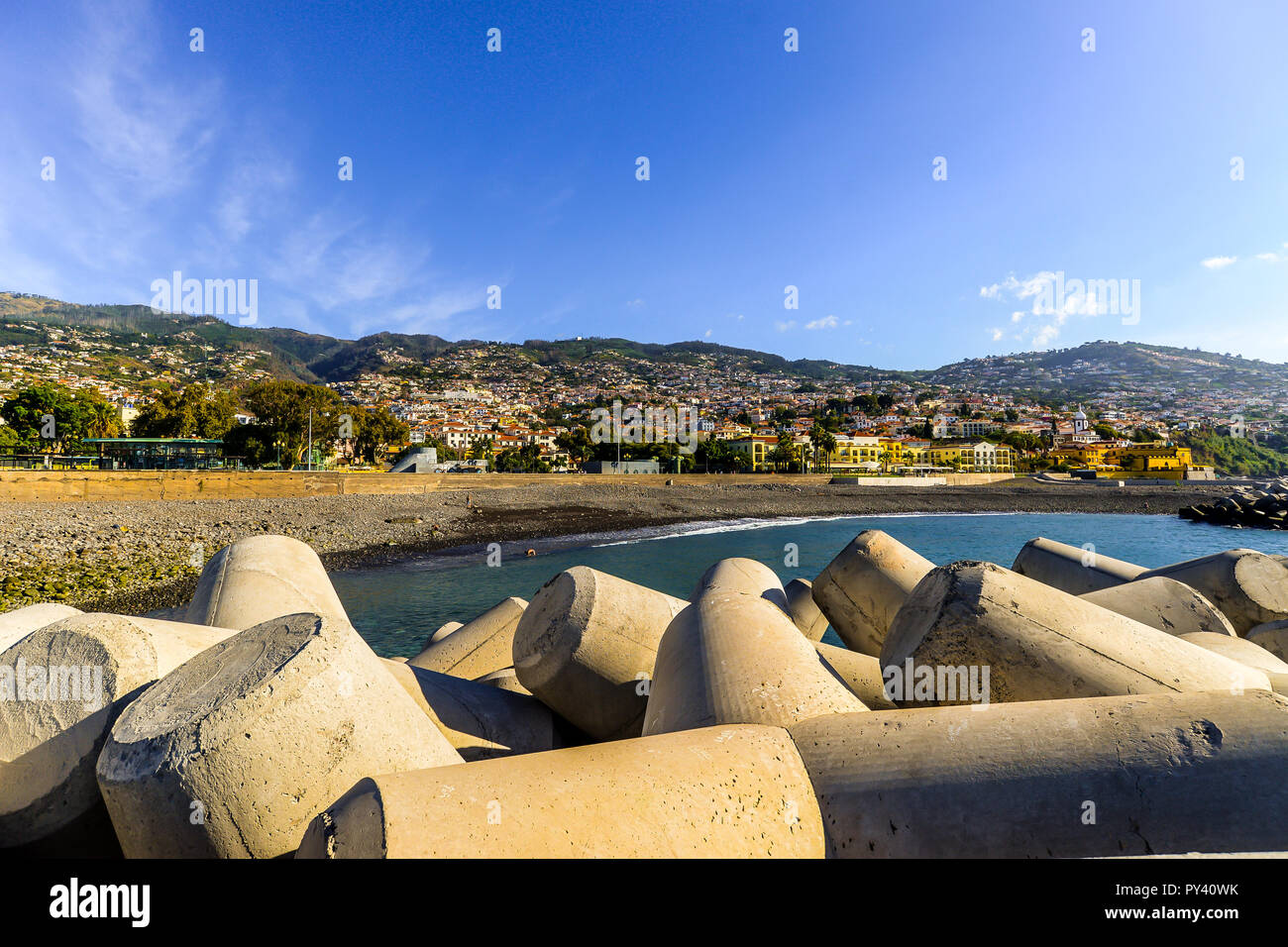 A sunny day on the promenade in Funchal - Maderia - Portugal Stock ...