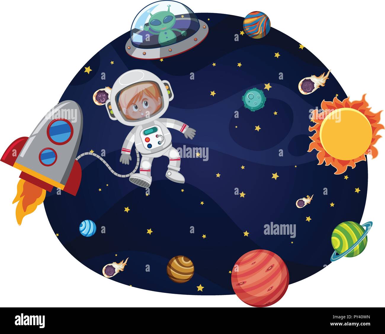 Astronaut in space template illustration Stock Vector Image & Art - Alamy