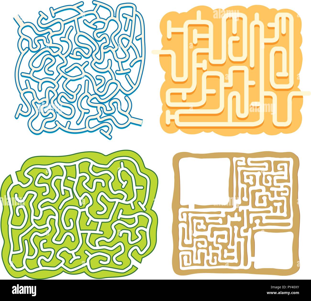 A set of maze puzzle game template illustration Stock Vector Image ...