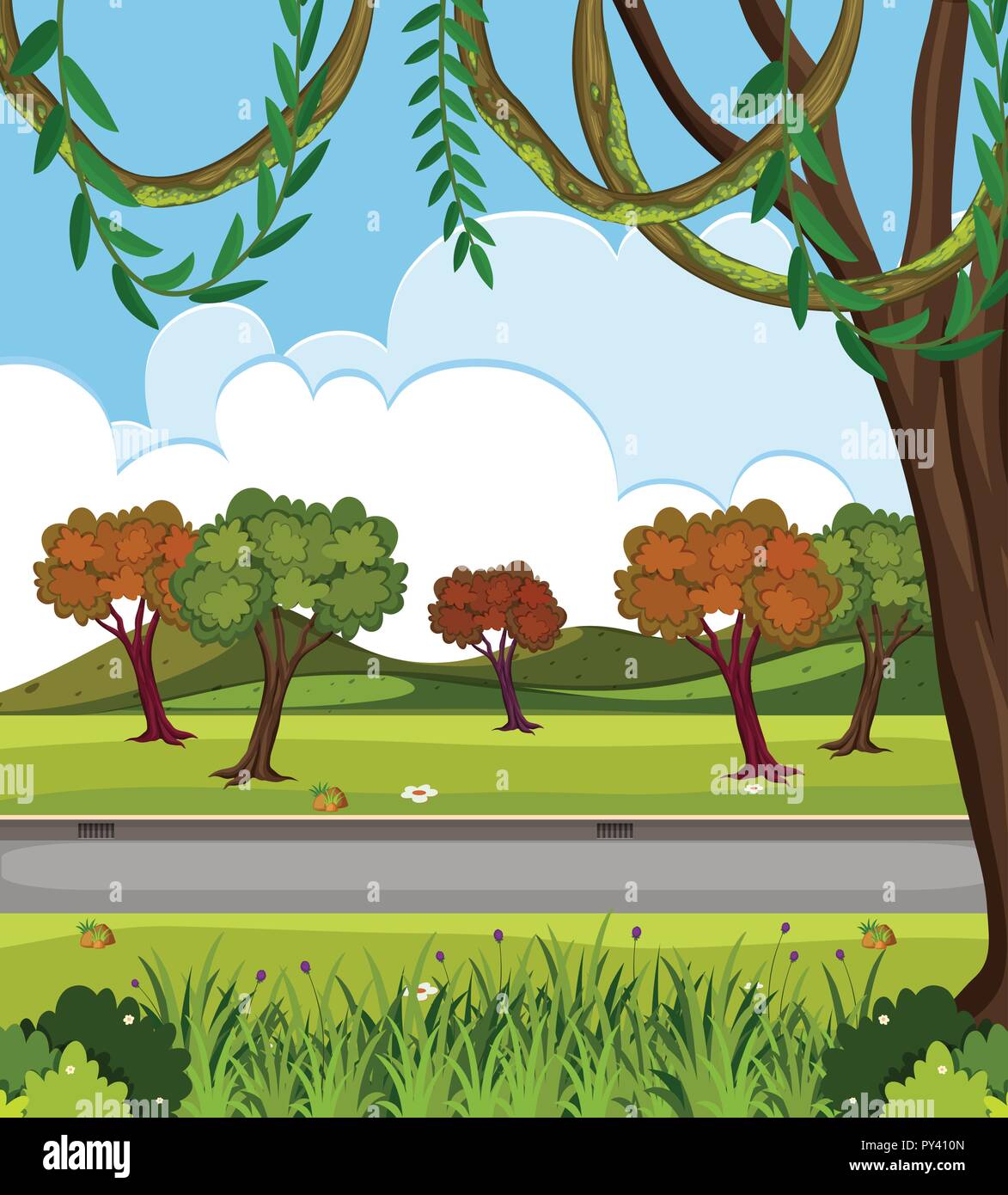A beautiful nature road illustration Stock Vector Image & Art - Alamy