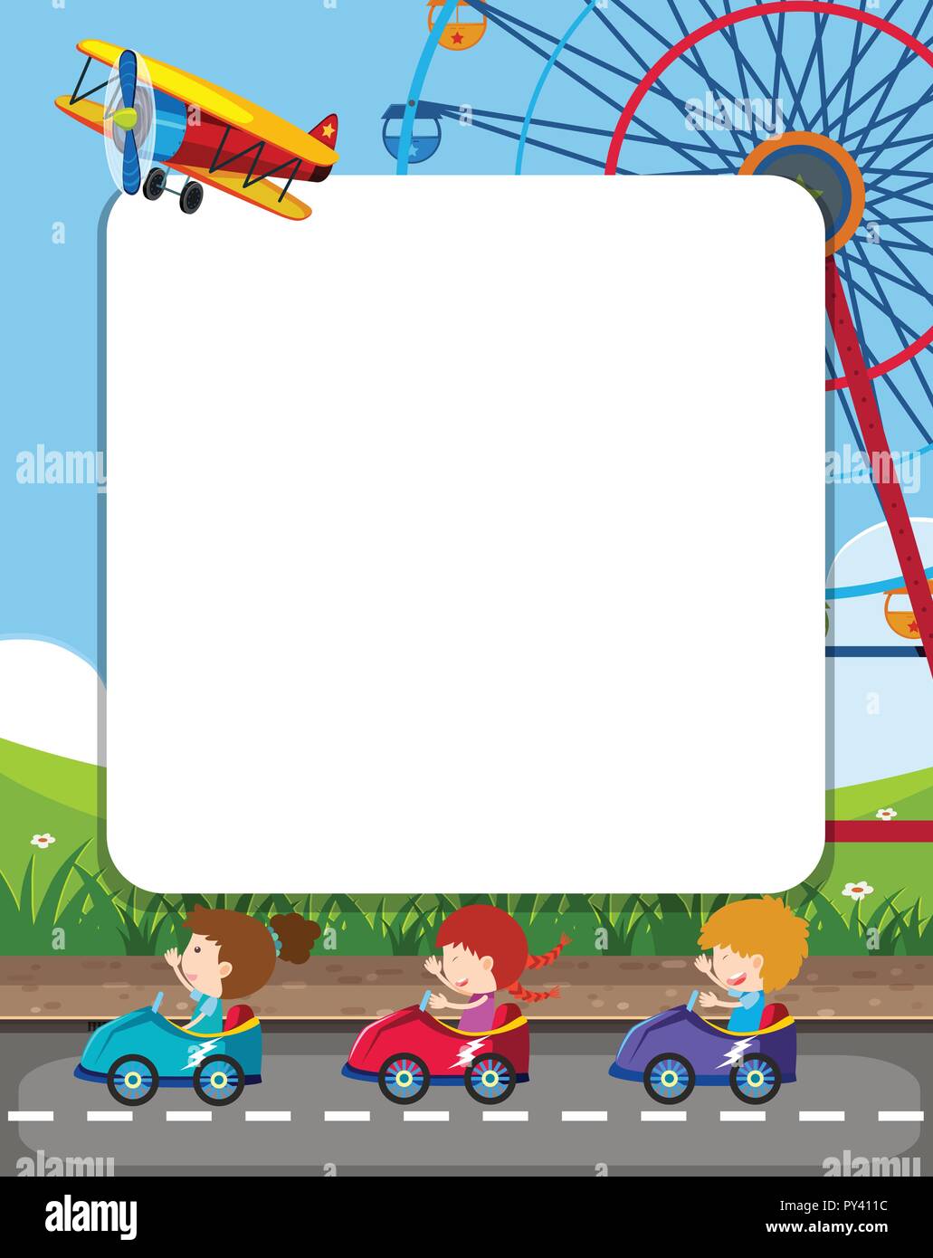 Template frame with amsuement park theme illustration Stock Vector ...