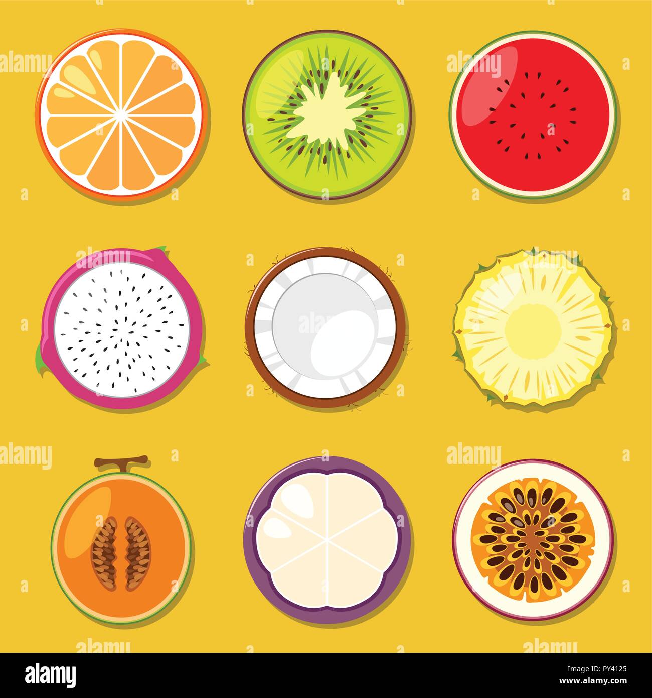 Plate different fresh fruits Stock Vector Images - Alamy